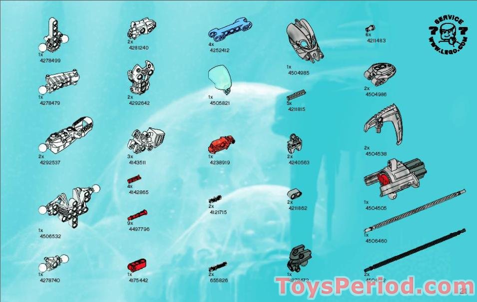 LEGO 8915 Toa Mahri Matoro Instructions and Parts List
