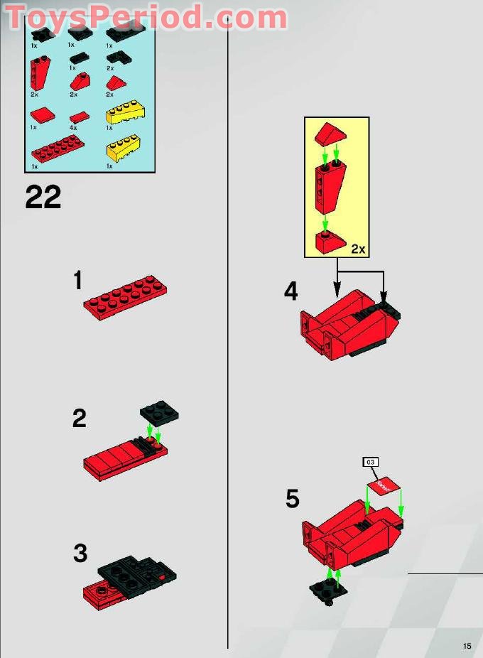 LEGO 8143 Ferrari 1:17 F430 Challenge Instructions and Parts List
