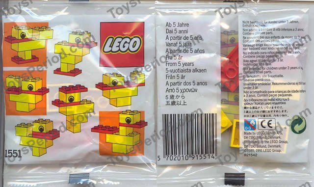 LEGO 1551-1 Chick Set Parts List
