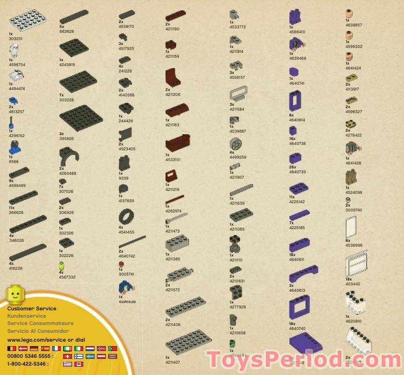 LEGO 4866 The Knight Bus Instructions and Parts List