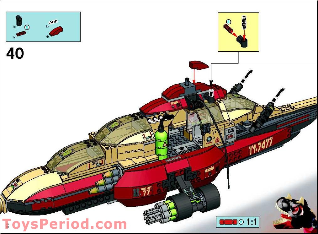 LEGO 7477 T1 Typhoon vs. T-Rex Instructions and Parts List