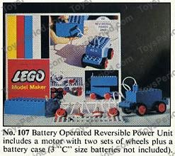 LEGO 107-3 4.5v Reversible Power Motor Unit Set Parts List