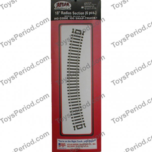 HO Track - Atlas 833 18" Radius Section 6pc HO Code 100 Snap-Track
