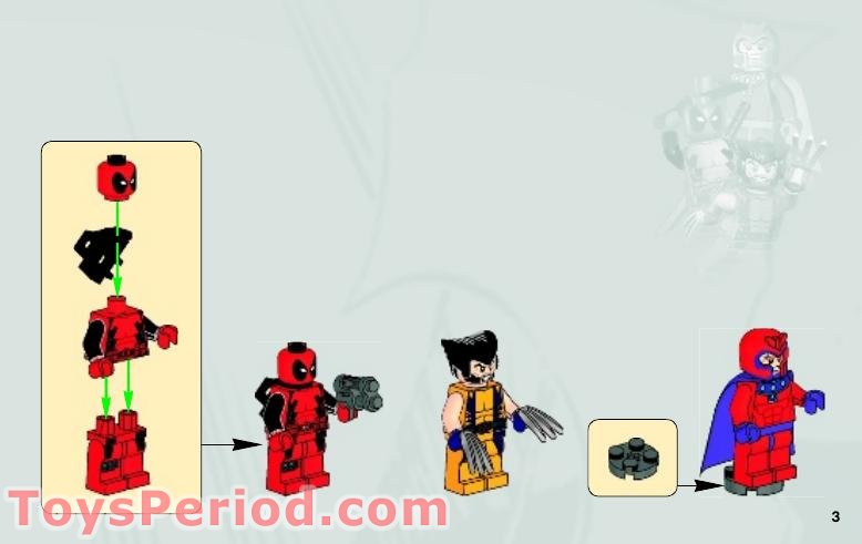 LEGO 6866 Wolverine's Chopper Showdown Instructions and Parts List