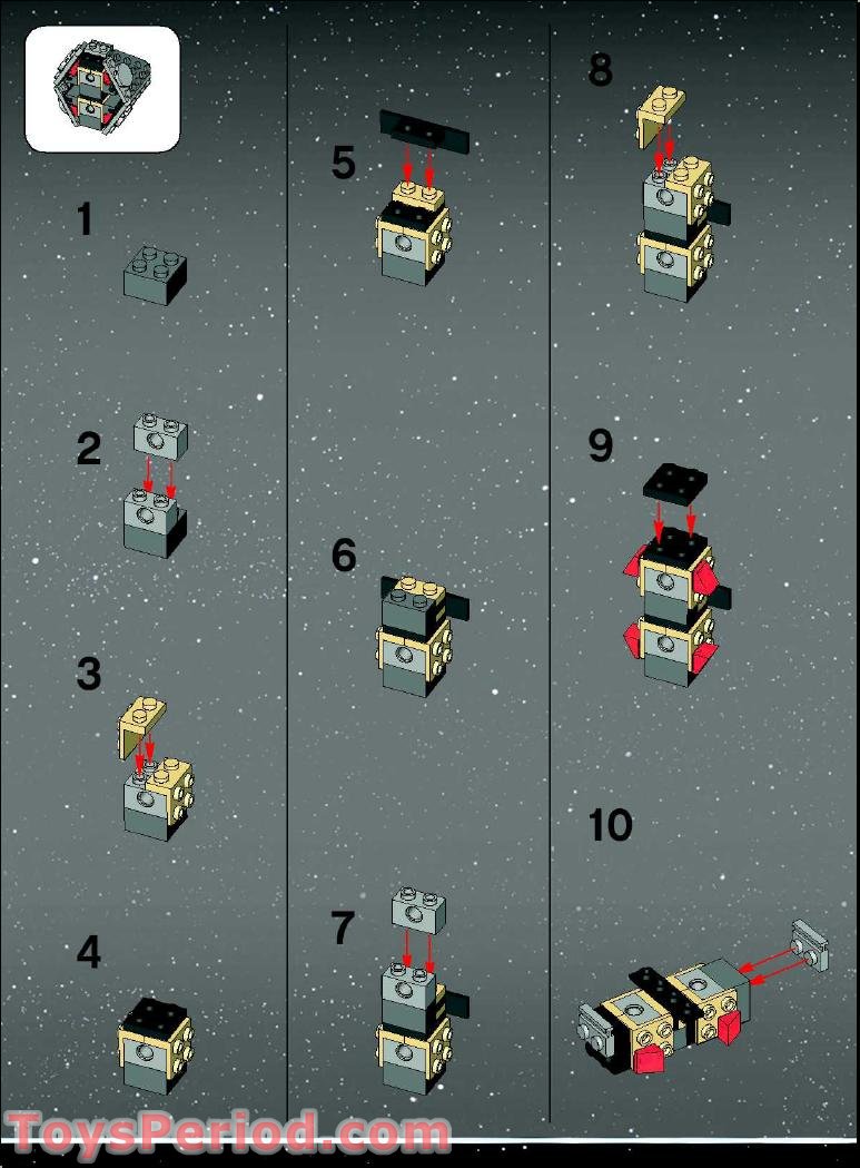 LEGO 6208 B-Wing Fighter Instructions and Parts List