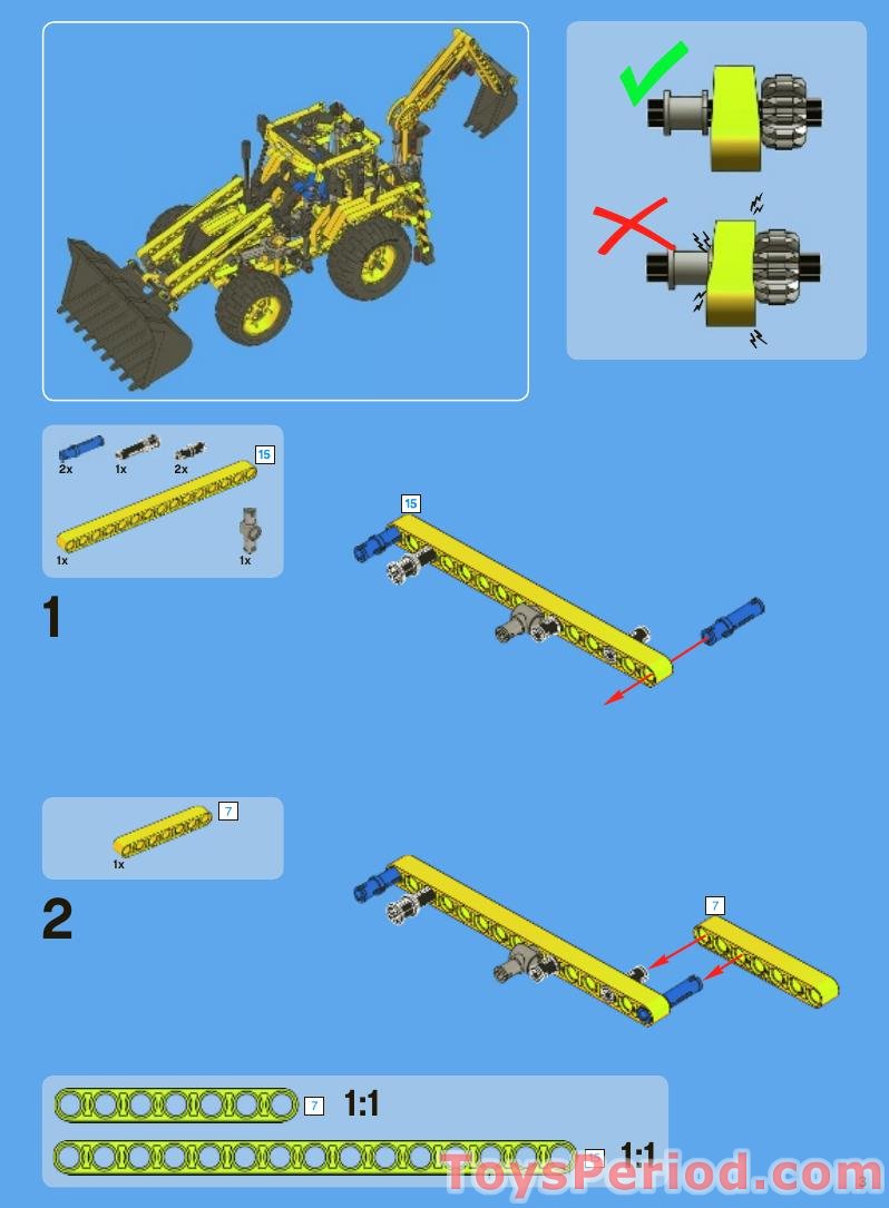 LEGO 8069 Backhoe Loader Instructions and Parts List