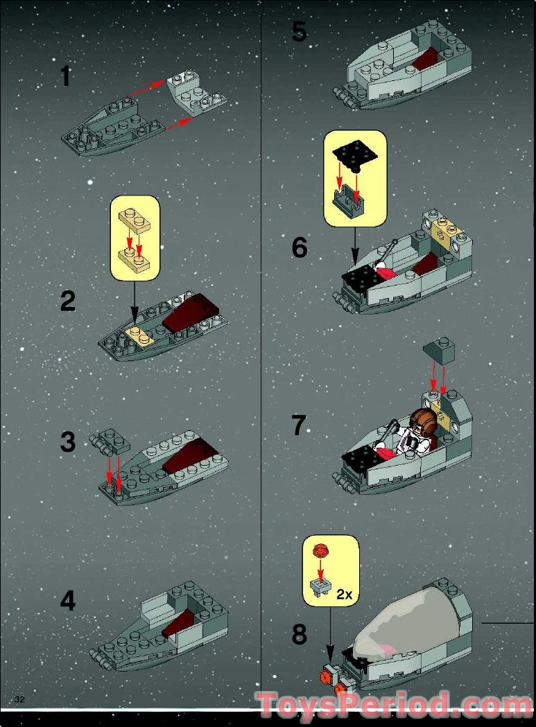 LEGO 6208 B-Wing Fighter Instructions and Parts List