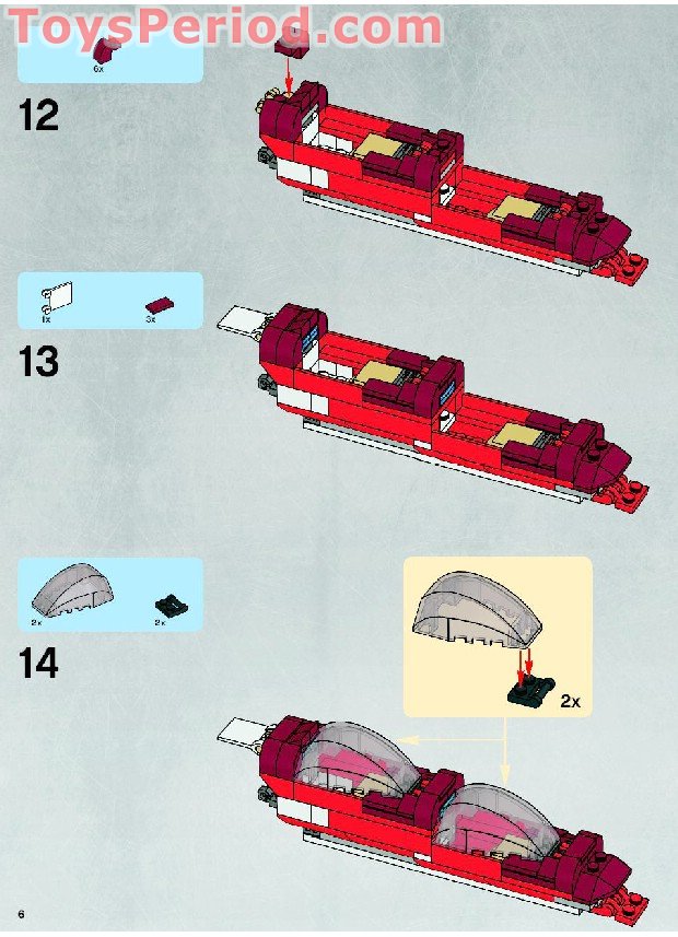 LEGO 7676 Republic Attack Gunship Instructions and Parts List