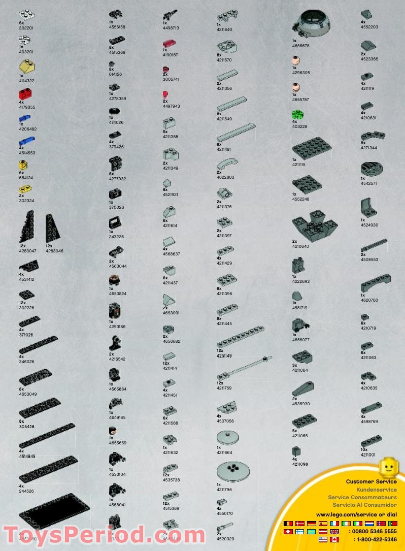 LEGO 9492 TIE Fighter Instructions and Parts List