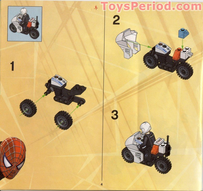 LEGO 4858 Doc Ock's Crime Spree Instructions and Parts List