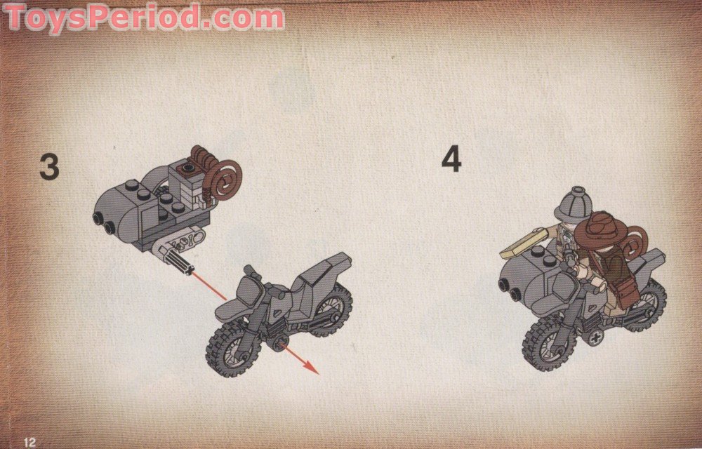 LEGO 7620 Indiana Jones Motorcycle Chase Instructions and Parts List