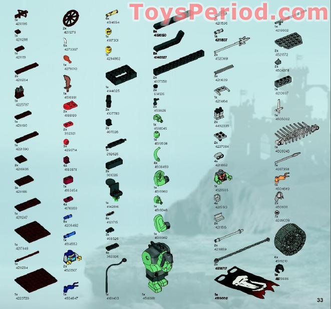 LEGO 7038 Troll Assault Wagon Instructions and Parts List