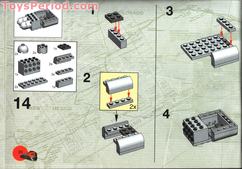 LEGO 10025 Santa Fe Cars - Set I, Mail or Baggage Car Instructions and ...
