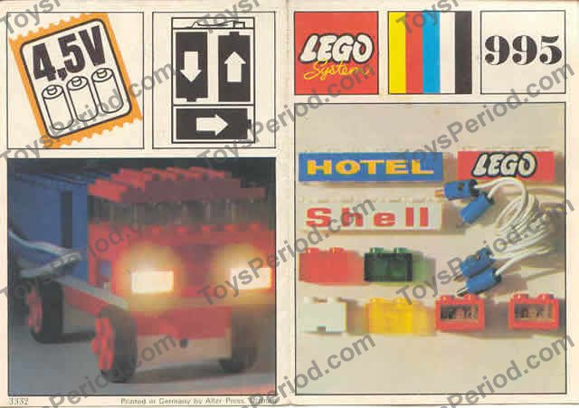 LEGO 995 Lighting Bricks with Color Filters Instructions and Parts List