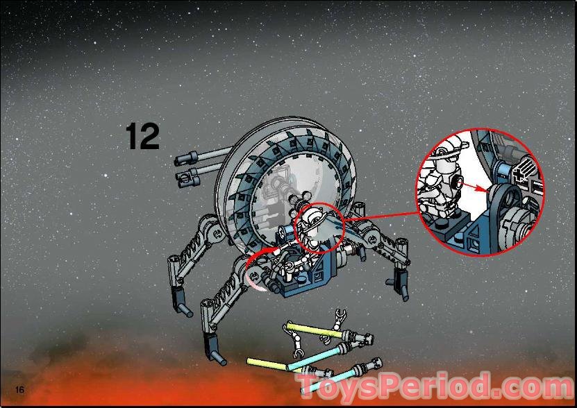 LEGO 7255 General Grievous Chase Instructions and Parts List