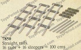 LEGO 7850 8 Straight Rails Gray 4.5v Set Parts List