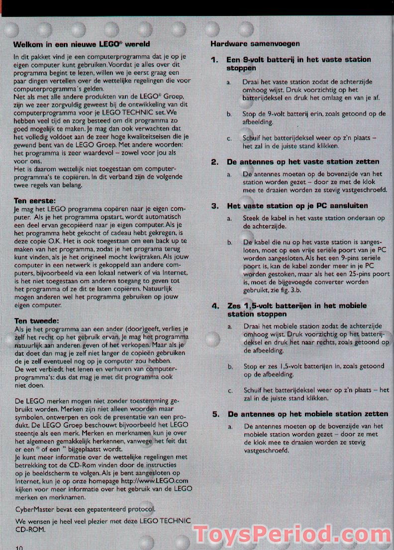 LEGO 8482 Cybermaster Instructions and Parts List