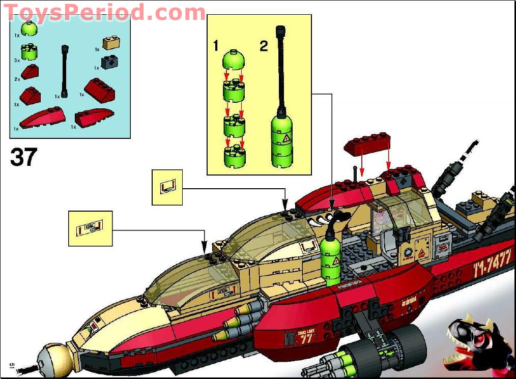 LEGO 7477 T1 Typhoon vs. T-Rex Instructions and Parts List