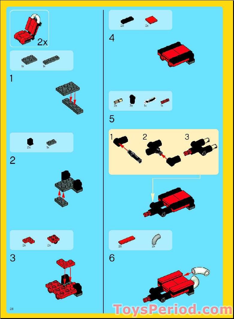 LEGO 4896 Roaring Roadster Instructions and Parts List