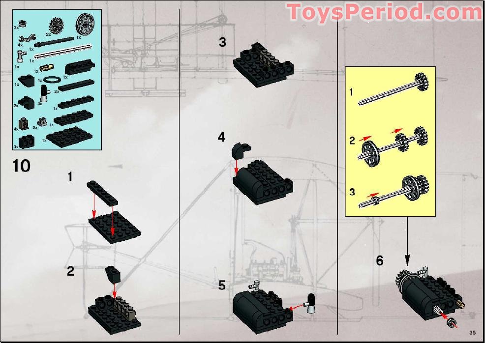 LEGO 10124 Wright Flyer Instructions and Parts List