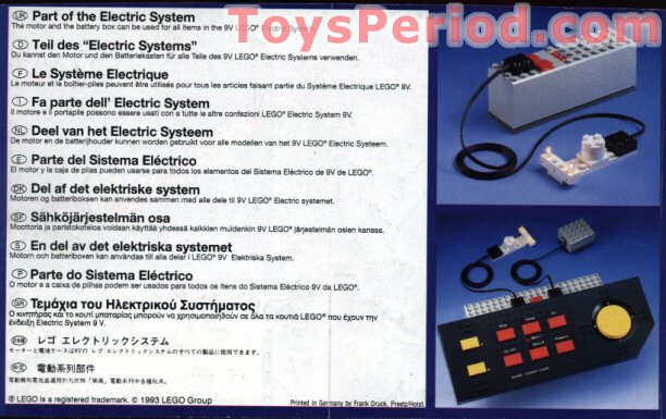 LEGO 8720 Motor Set 9v Instructions and Parts List