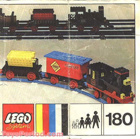 LEGO 180 4.5v Train with 5 Wagons and Circle of Track Instructions and ...