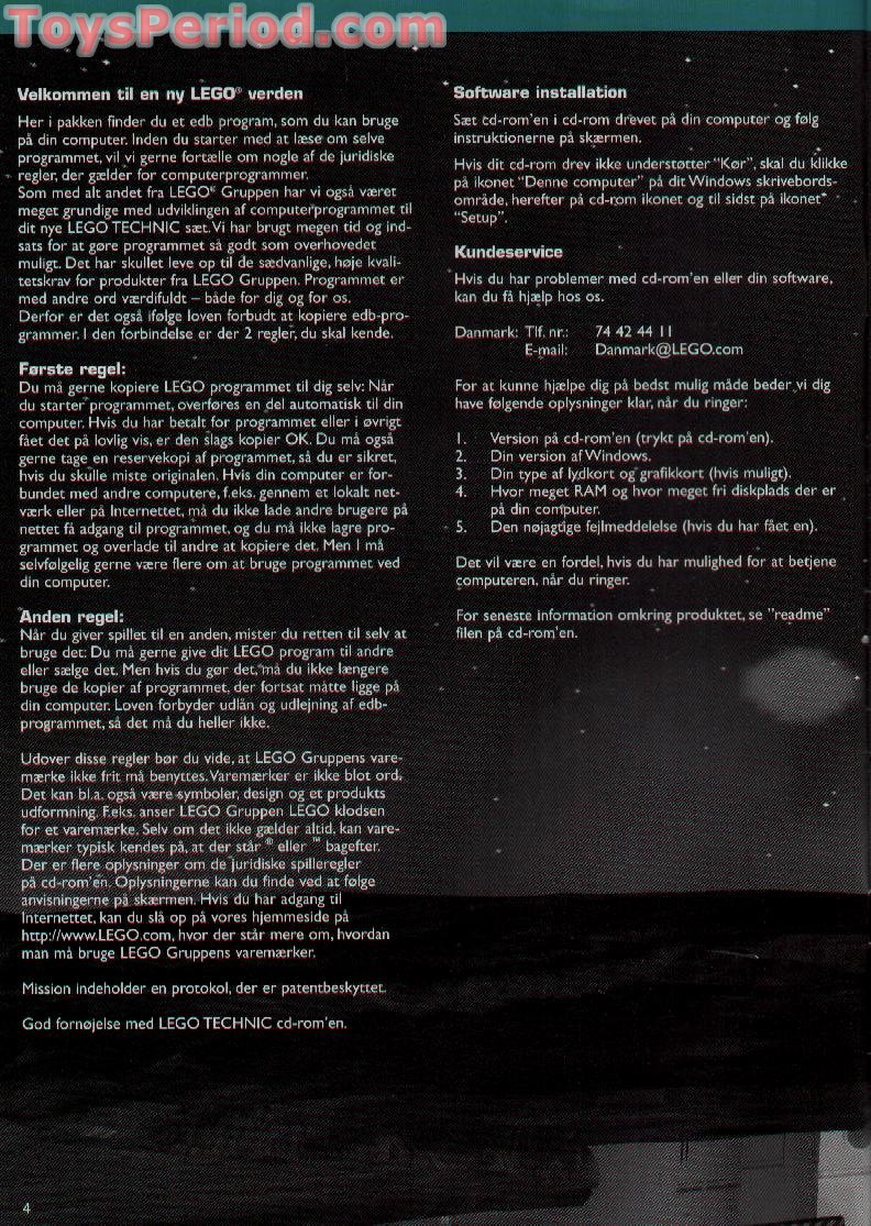 LEGO 8450 Mission Experience Pack Instructions and Parts List