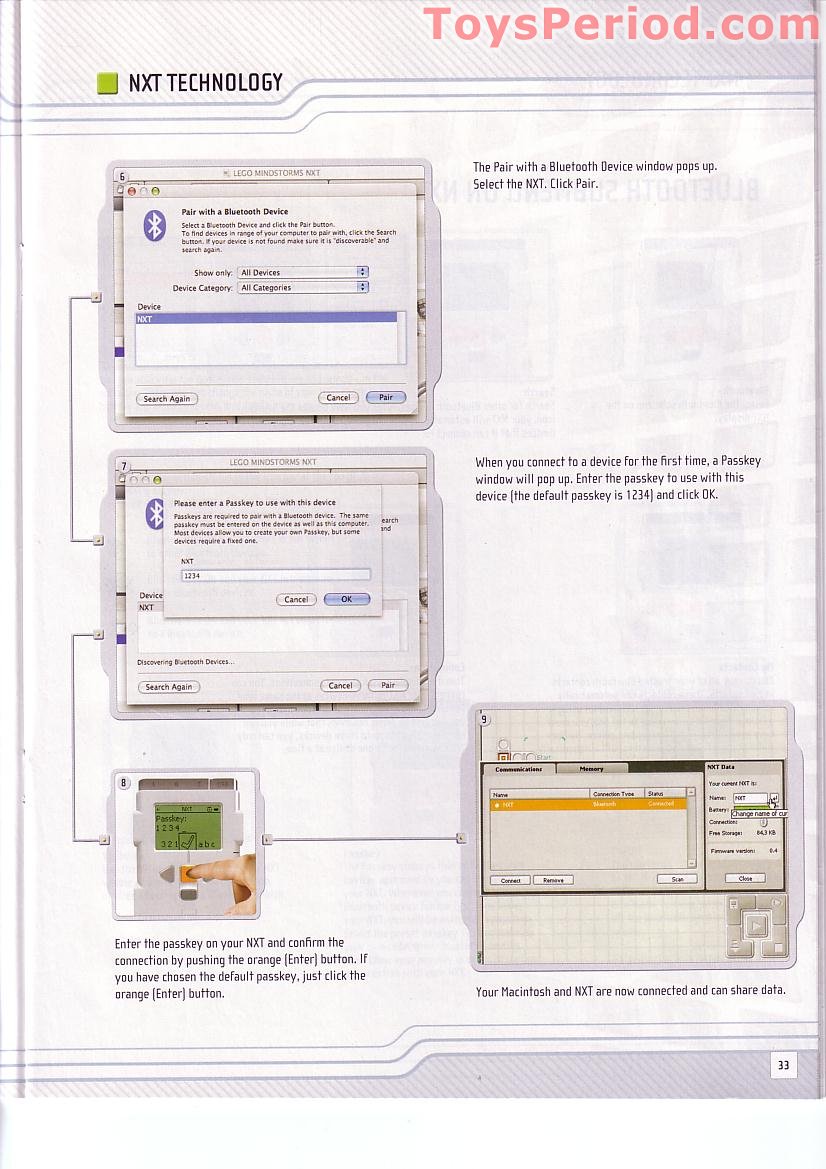 LEGO 8527 LEGO Mindstorms NXT Instructions and Parts List