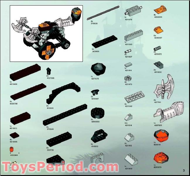 LEGO 8701 King Jayko Instructions and Parts List