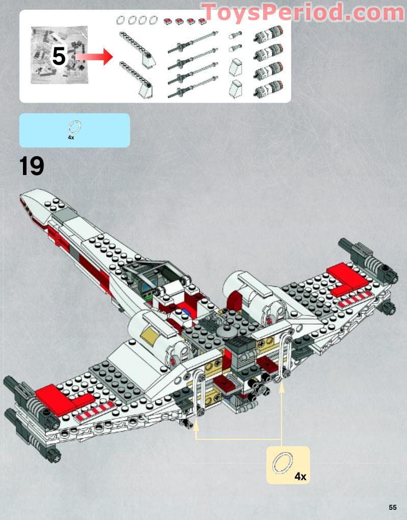 LEGO 9493 X-wing Starfighter Instructions and Parts List