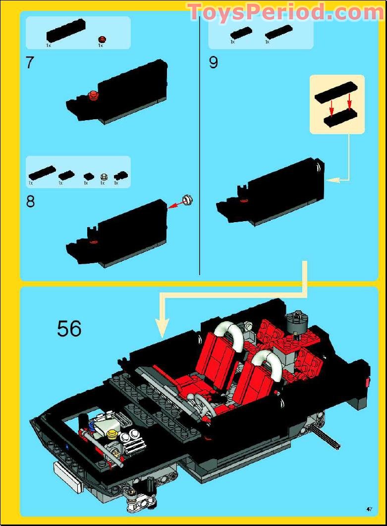 LEGO 4896 Roaring Roadster Instructions and Parts List