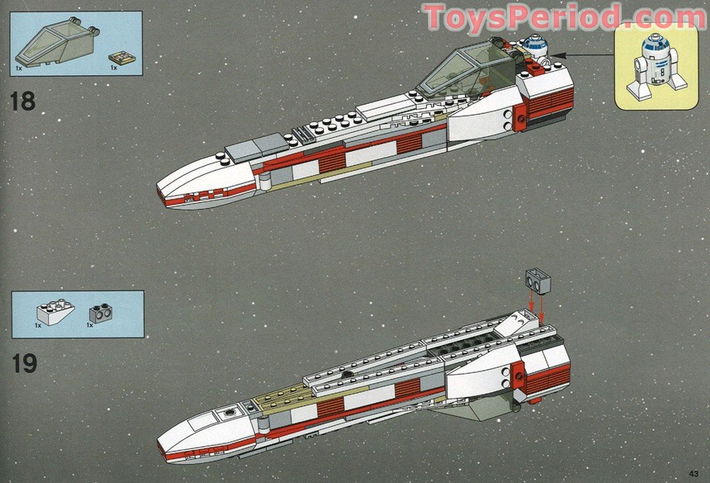 LEGO 6212 X-Wing Fighter Instructions and Parts List