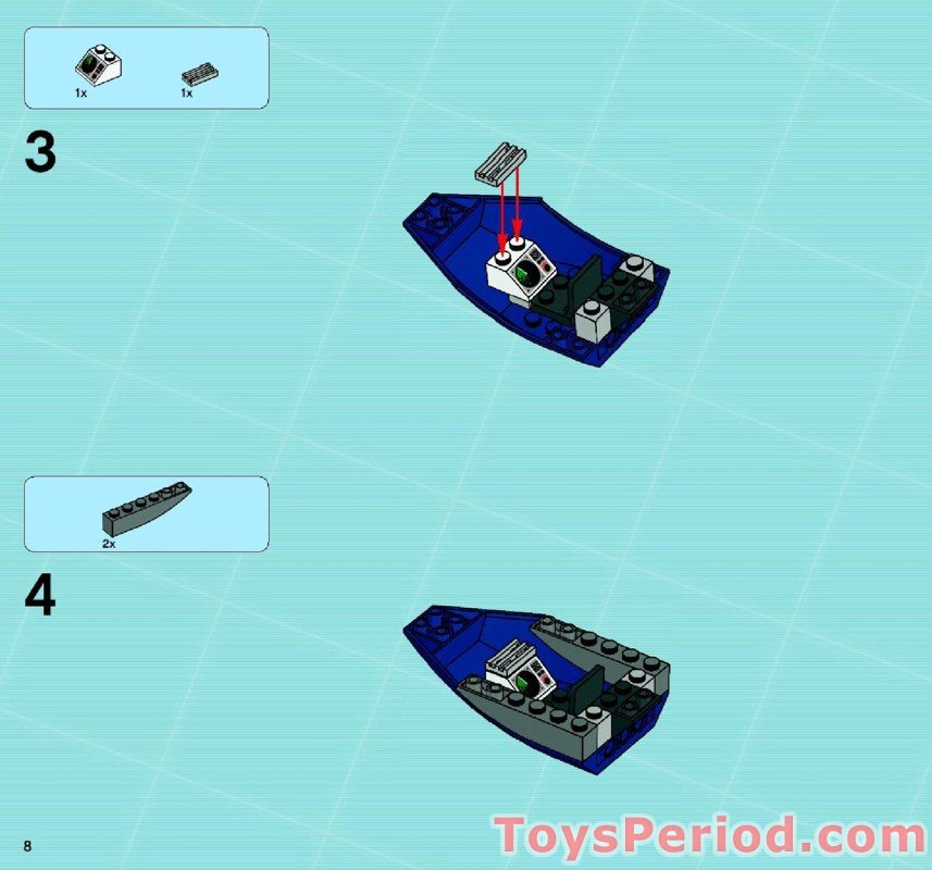 LEGO 8633 Mission 4: Speedboat Rescue Instructions and Parts List