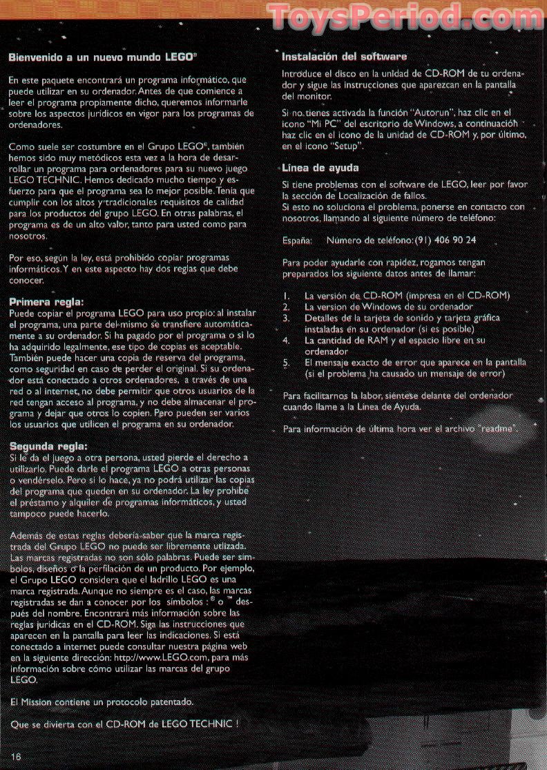 LEGO 8450 Mission Experience Pack Instructions and Parts List