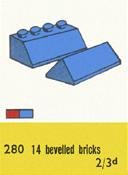 LEGO 280-1 Sloping Roof Bricks, Red Instructions and Parts List