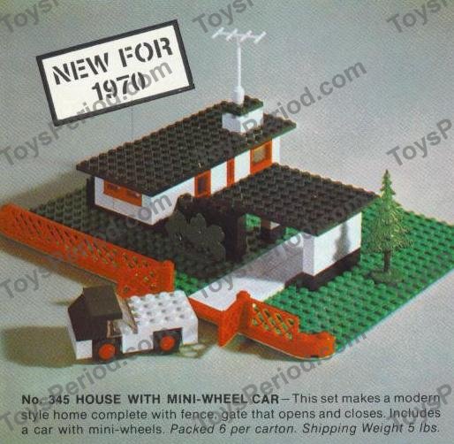 LEGO 345-1 House with Mini Wheel Car Instructions and Parts List